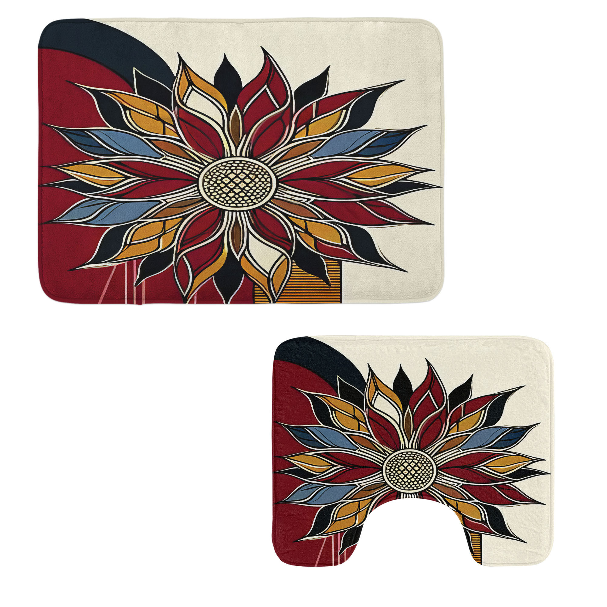 East Urban Home Bohemian Bathroom Rug Set 2 Pieces Rectangle & Contour ...