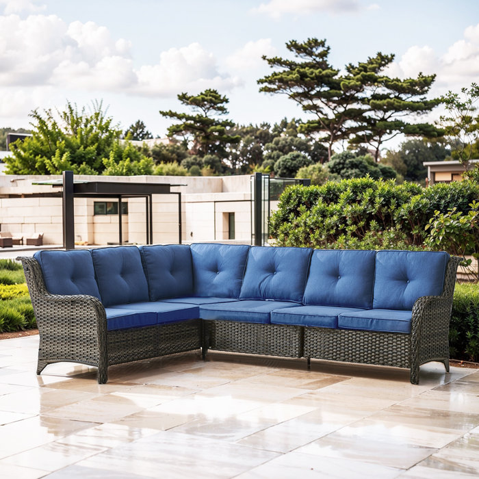 Red Barrel Studio® Deb 105.42" Polyethylene (PE) Wicker Outdoor Patio ...