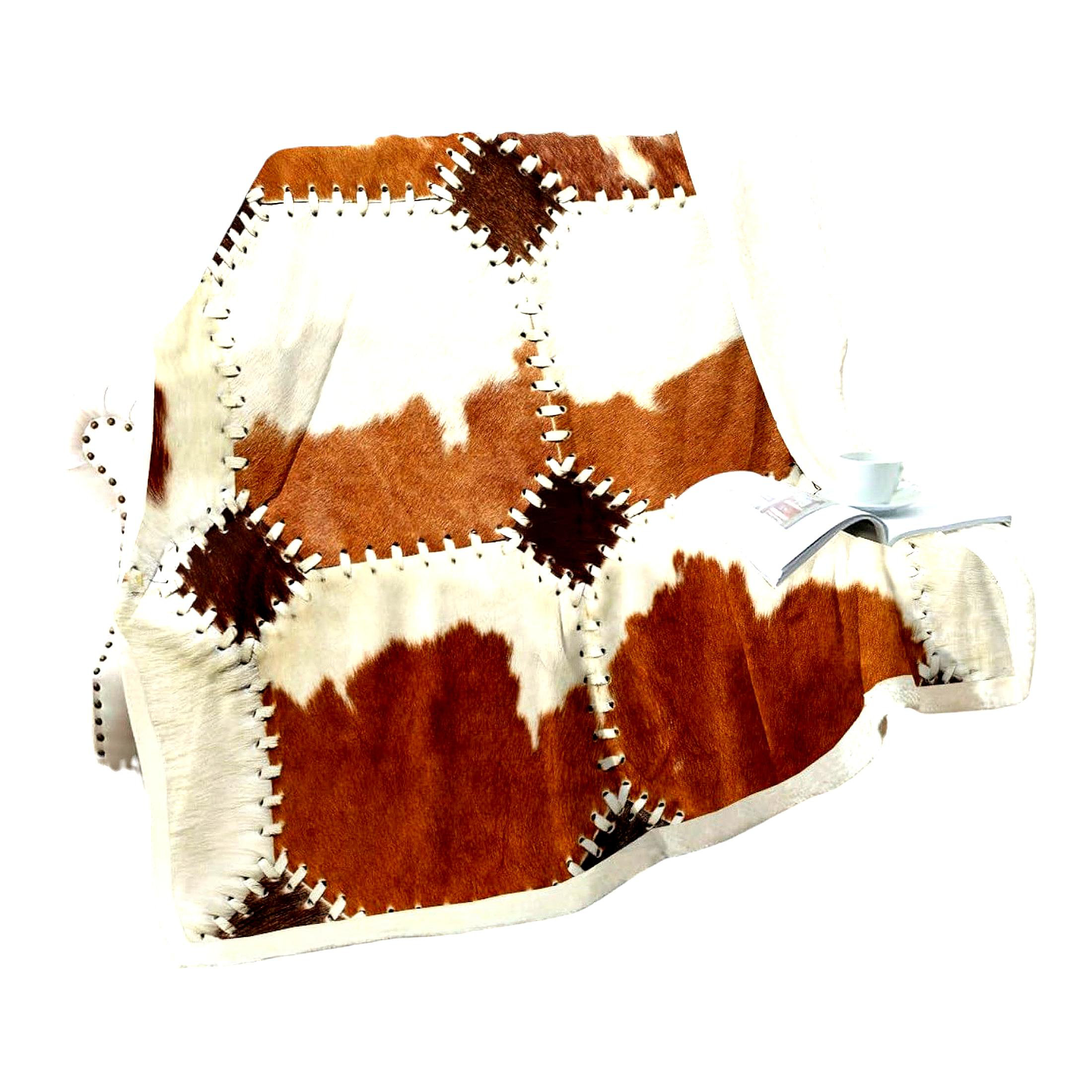 BRBCA Rustic Highland Cowhide Fleece Throw - Western Bohemian Farmhouse ...