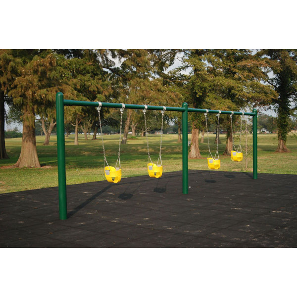 Kidstuff Playsystems, Inc. Single-Post Swing Set with 4 Baby Seats ...
