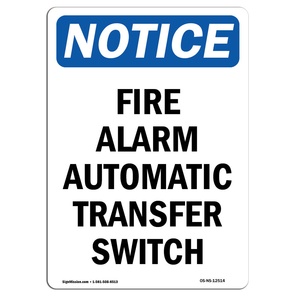 SignMission Fire Alarm Automatic Transfer Switch Sign | Wayfair