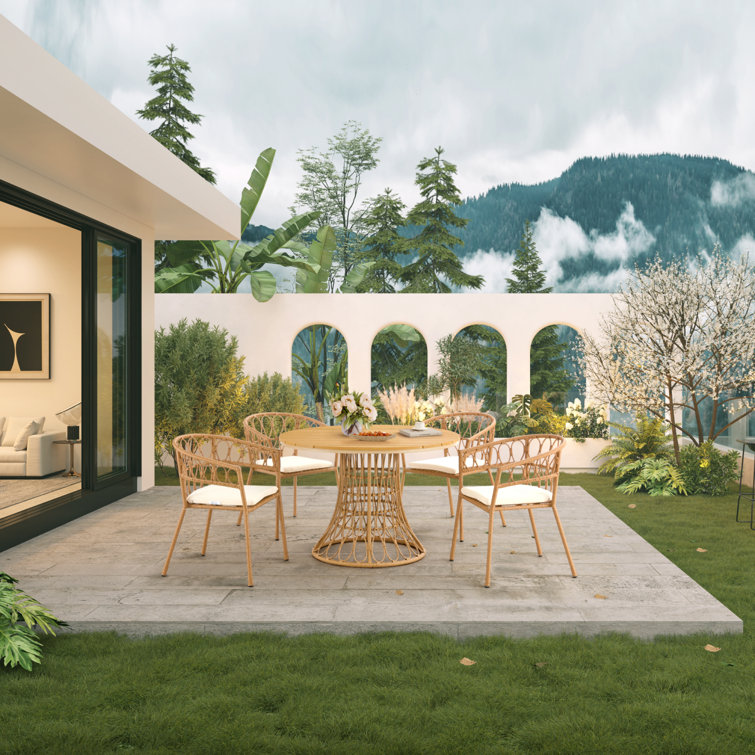 Bayou Breeze Binak Round 4 - Person 43.11'' L Outdoor Bistro Rattan Set ...