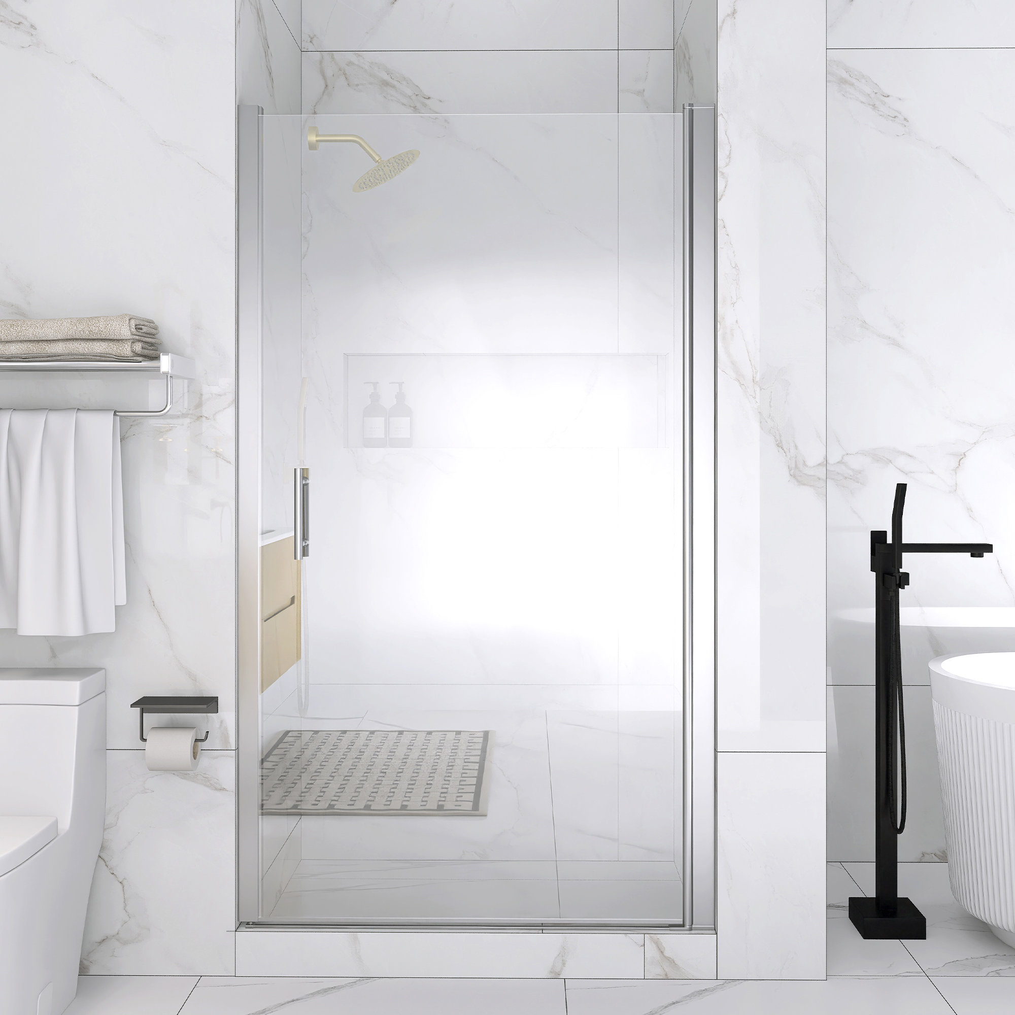 Magic Racks 35 In. W X 72 In. H Frameless Glass Shower Screen | Wayfair