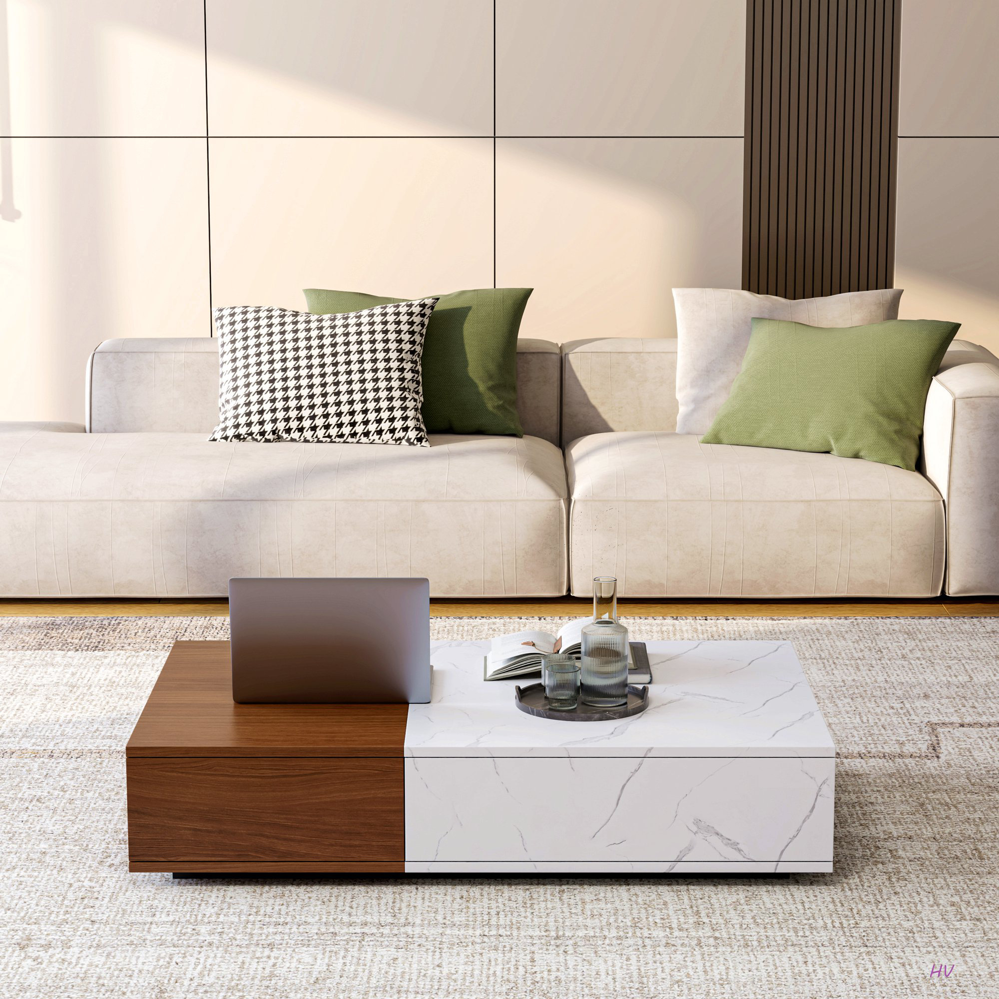 George Oliver Modern Style Coffee Table With Two Storage Spaces | Wayfair