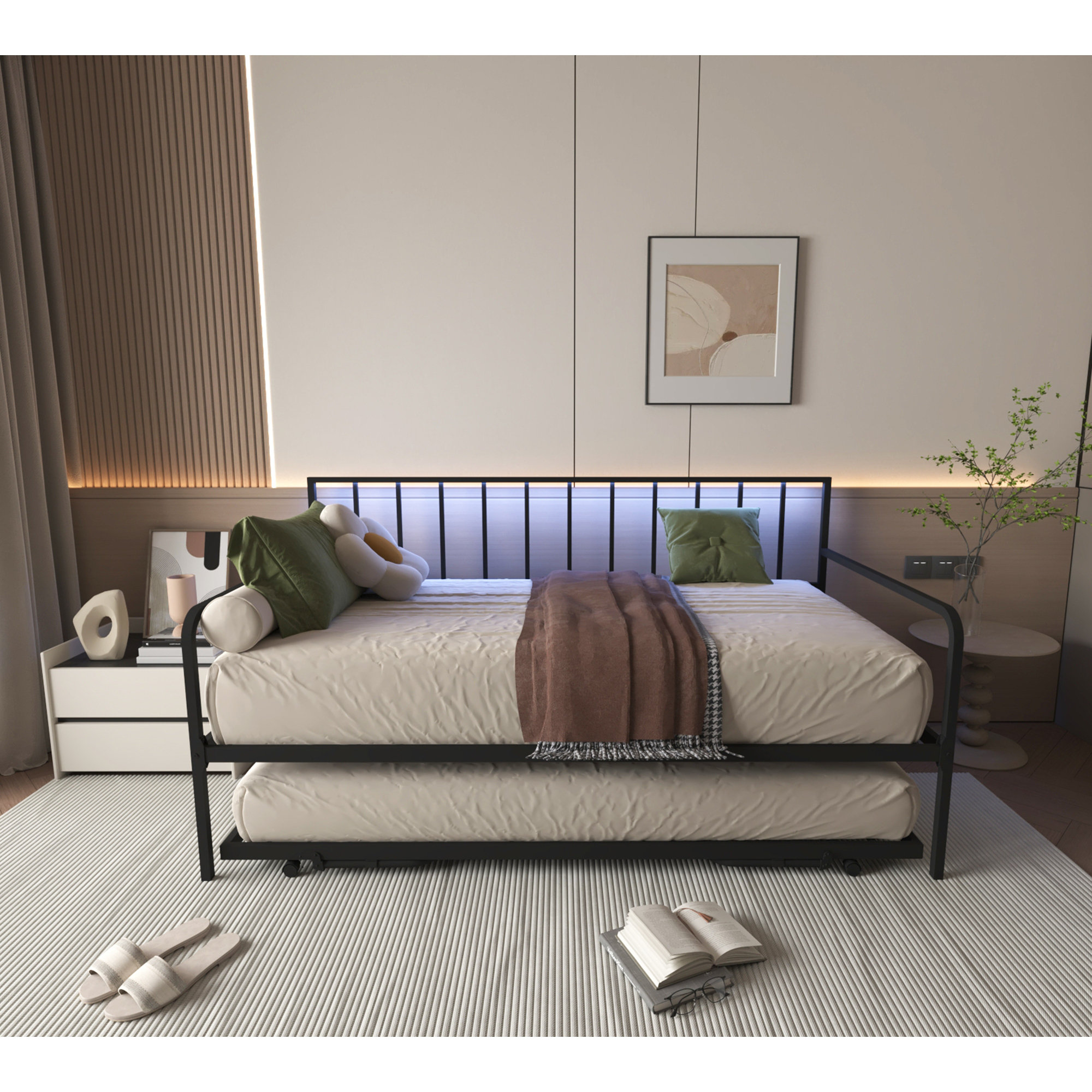 Ivy Bronx Daybed With RGB LED Lights & Charging Station | Wayfair