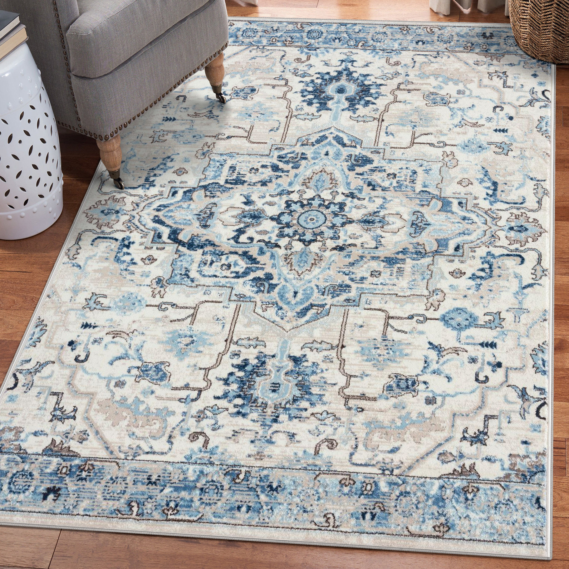 Canora Grey Dendron Oriental Ivory Area Rug | Wayfair