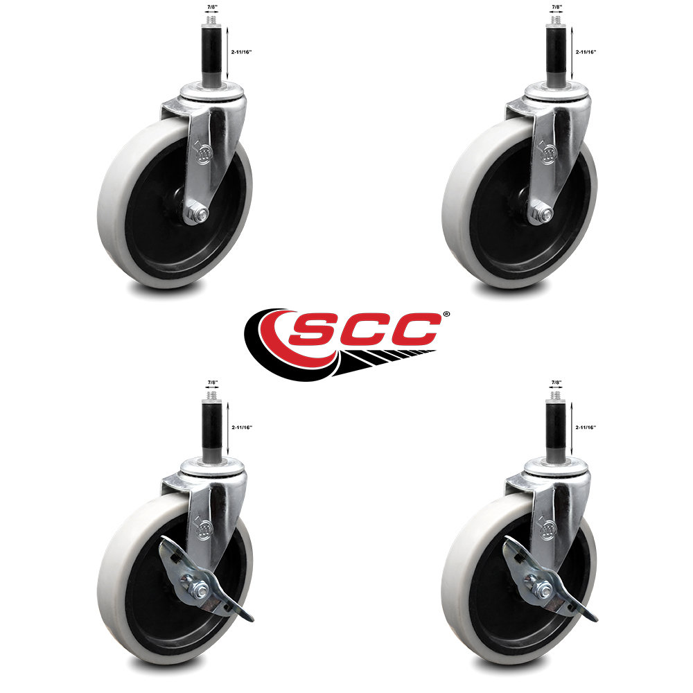 Service Caster 4 Piece Thermoplastic Caster Set with Expanding Stem and ...