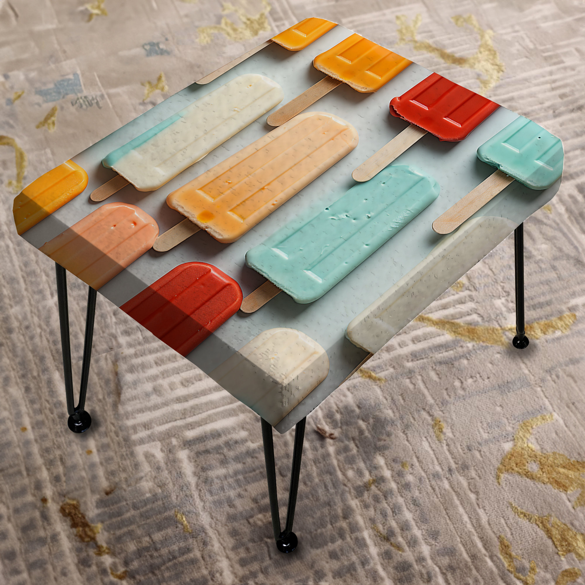 Design Art Poupart Popsicle Parade - Abstract Rectangle Ottoman | Wayfair