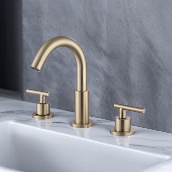 Ufaucet Widespread 3-Hole Bathroom Faucet with Dual Handles and Water ...