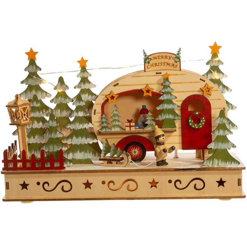 Kurt Adler Wooden Light up Camping Scene & Reviews | Wayfair