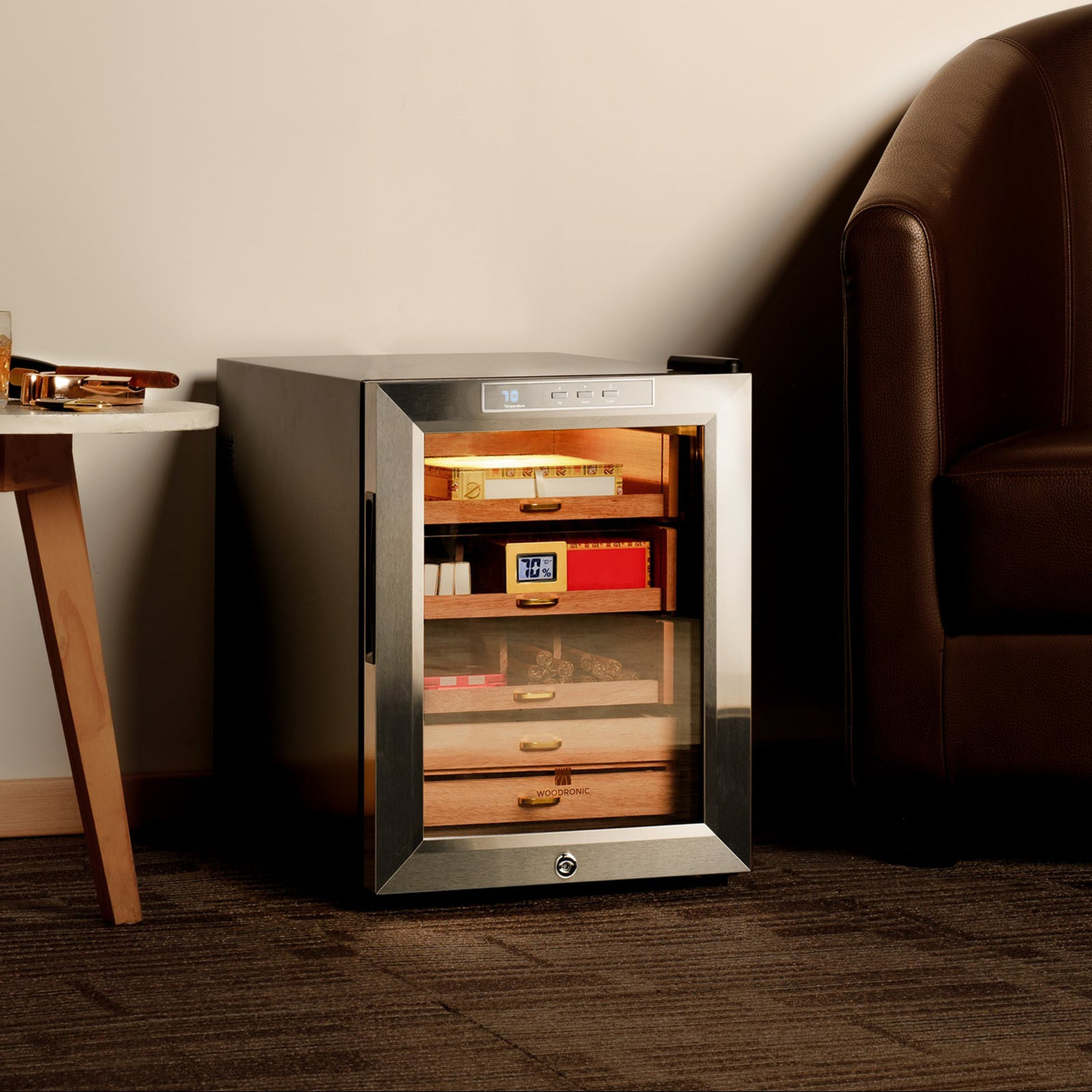 Woodronic Electric Cigar Humidor for 250 Cigars with Temperature ...