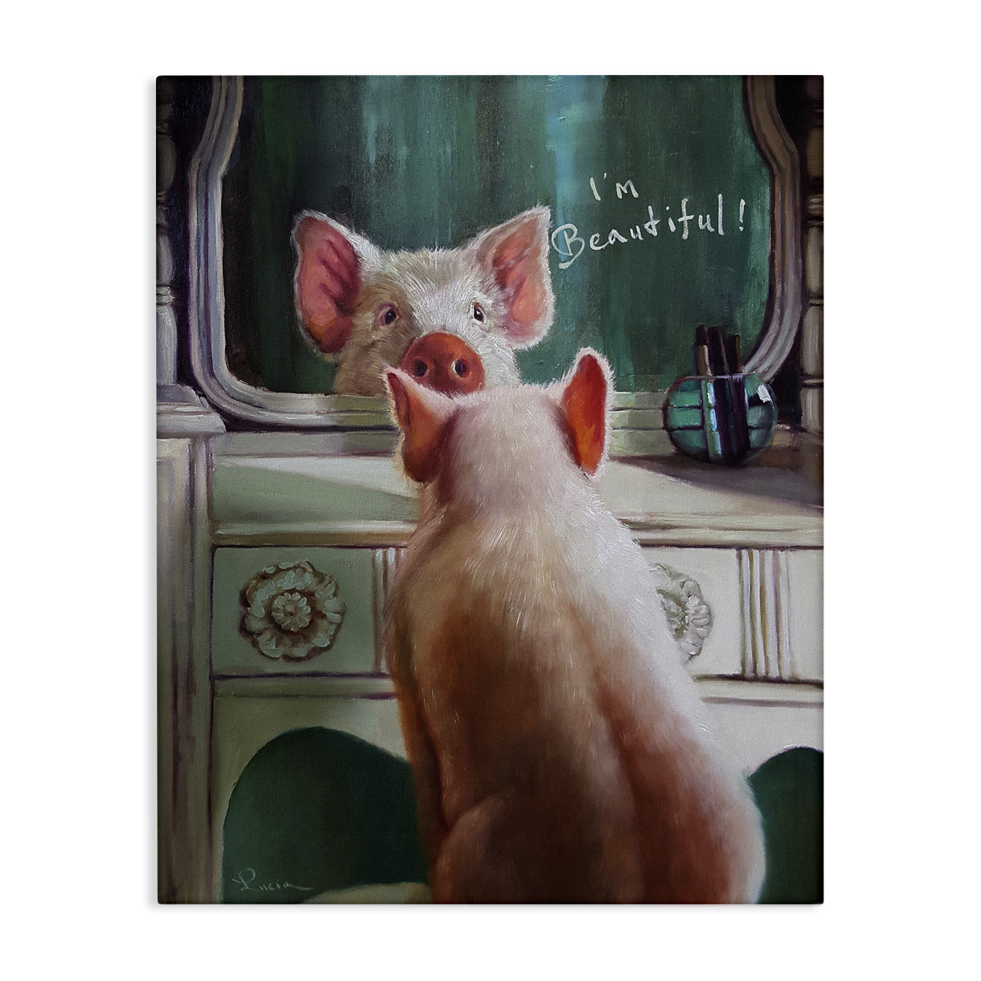 Winston Porter 'I'm Beautiful Pig in Mirror Illustration' Graphic Art ...