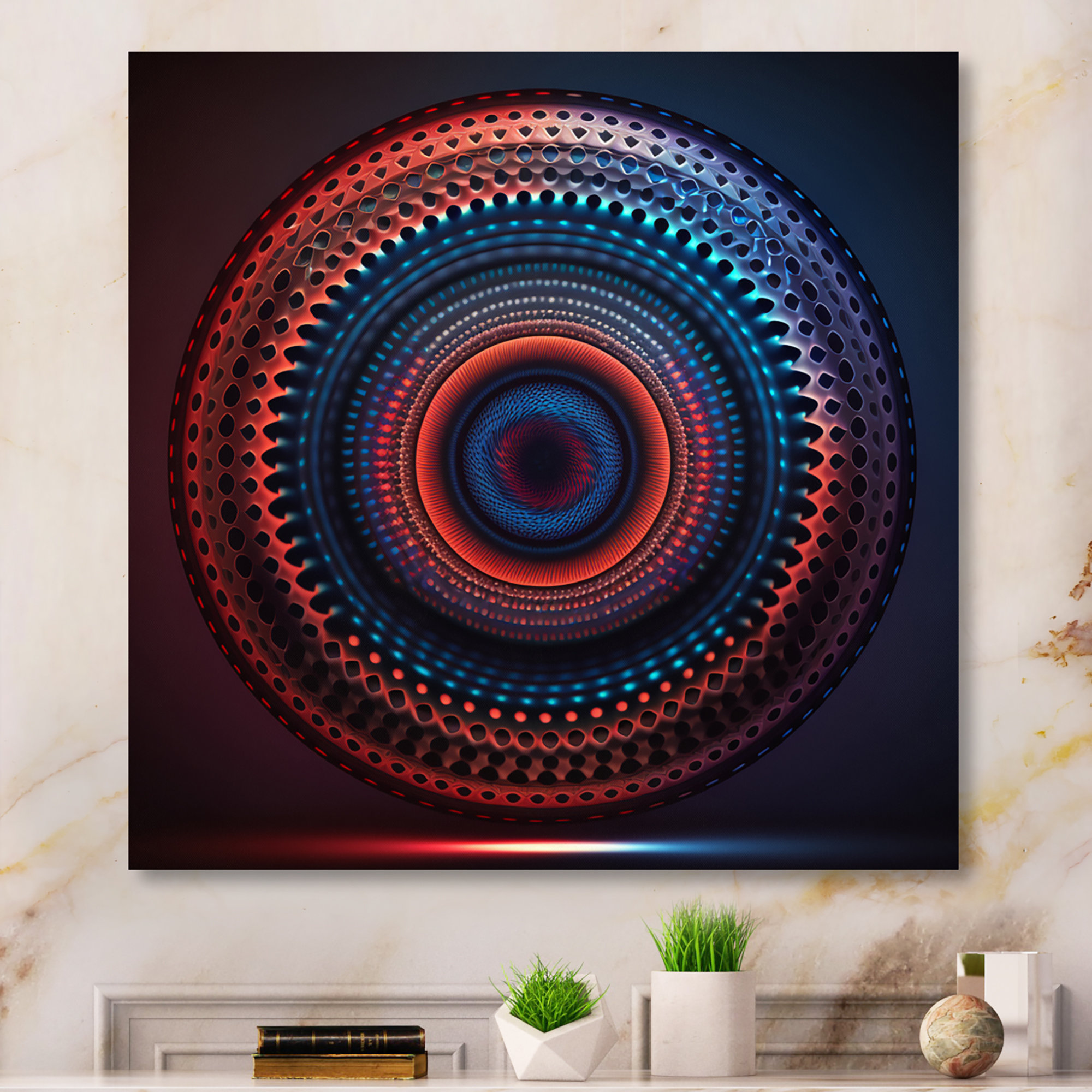 Ebern Designs New Balance Deep Blue Deep Space Red Mandala I | Wayfair