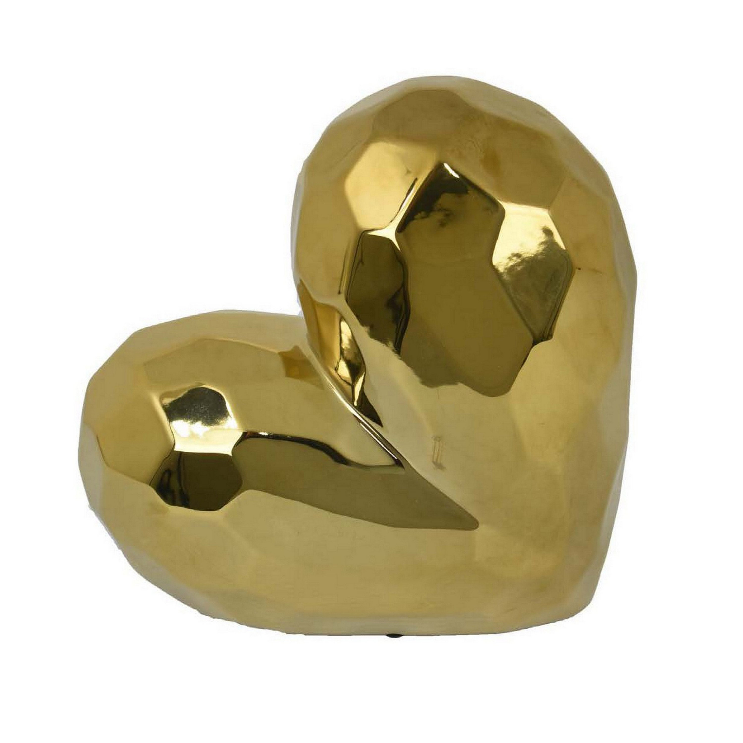 Benjara Dina Gold Heart Tabletop Decor, Golden Ceramic 12 Inch | Wayfair