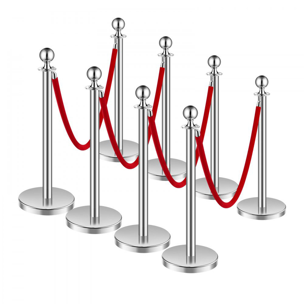 VEVOR Stanchions and Velvet Ropes, Hollow Base with Stainless Steel ...