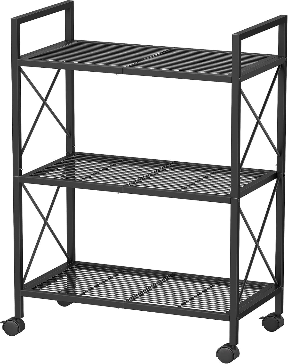 Rebrilliant 3-Tier Metal Storage Rack With Wheels, Mesh Shelving Unit ...