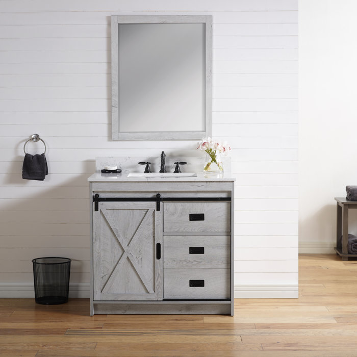 Sand & Stable Jillian 36'' Single Bathroom Vanity with Engineered Stone ...