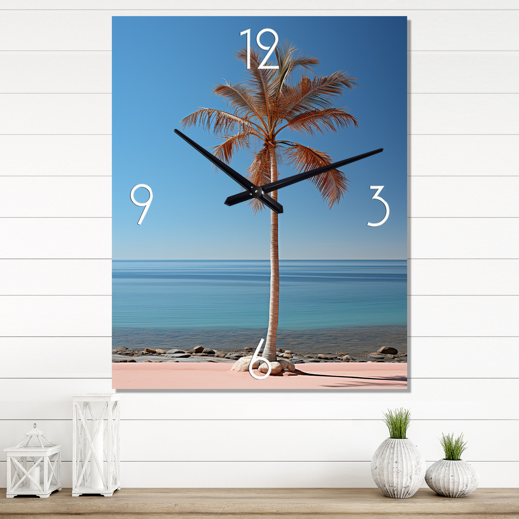 Latitude Run® Sea Breeze Blue And Pink Plam Tree II - Coastal Wall ...