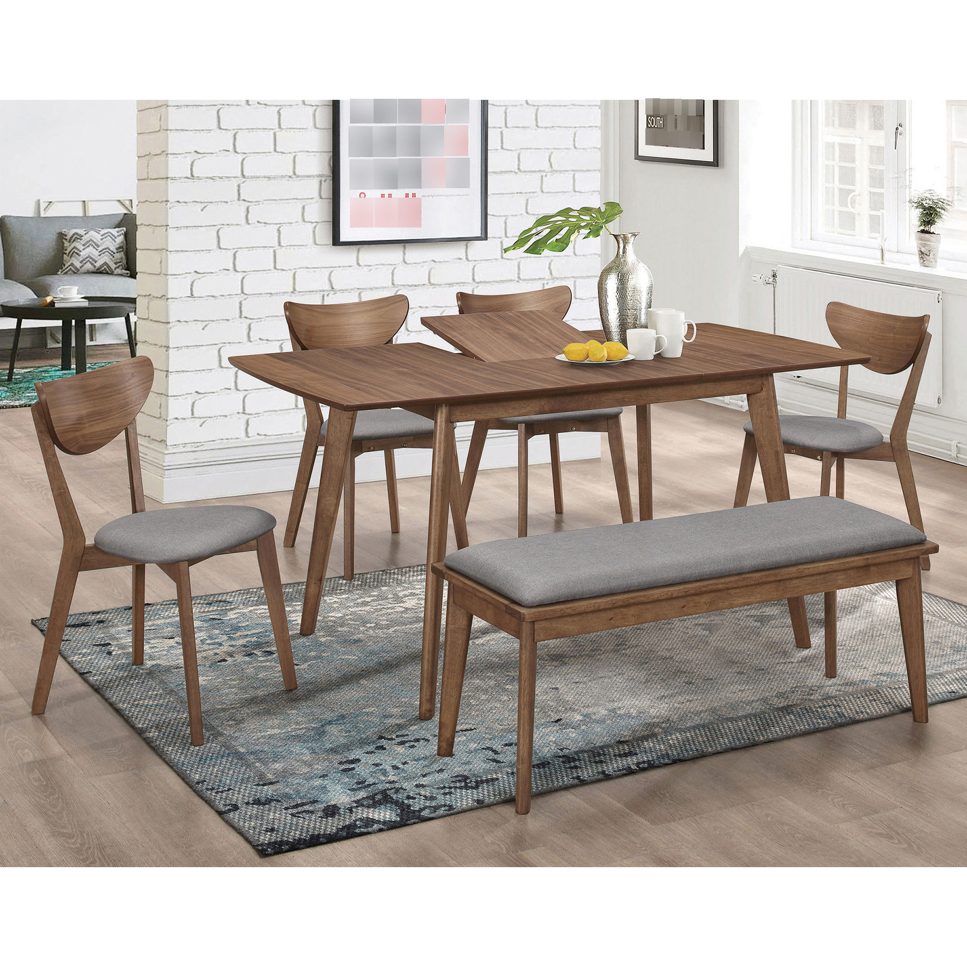Corrigan Studio® 6 Retro Mid-century Dining In Natural Walnut With “x ...