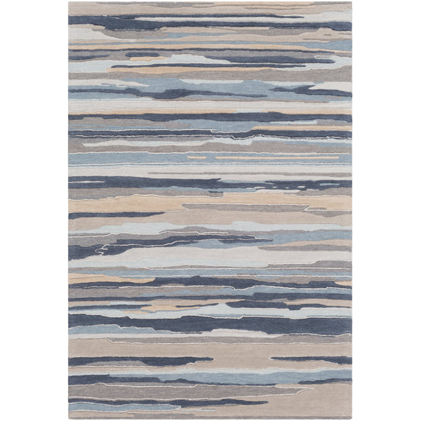 Surya Vernier Modern Hand-Tufted Navy/Gray Area Rug | Perigold