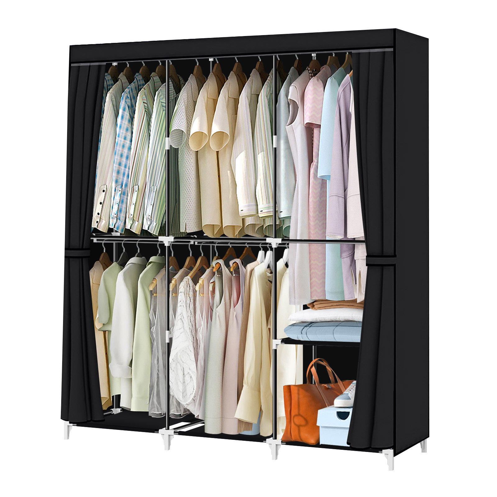 Rebrilliant Meriwether 50" Wardrobe Portable Cloth Closet Storage ...