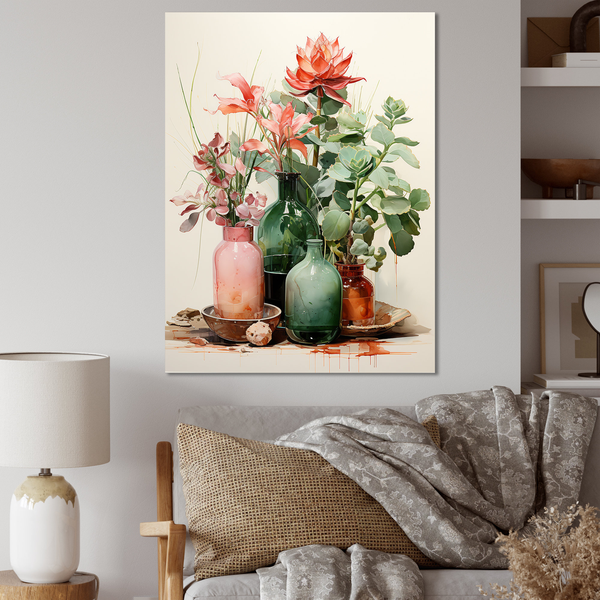 Bungalow Rose Floral Artisanal Pottery Perfection I - Boho Pottery Wall ...