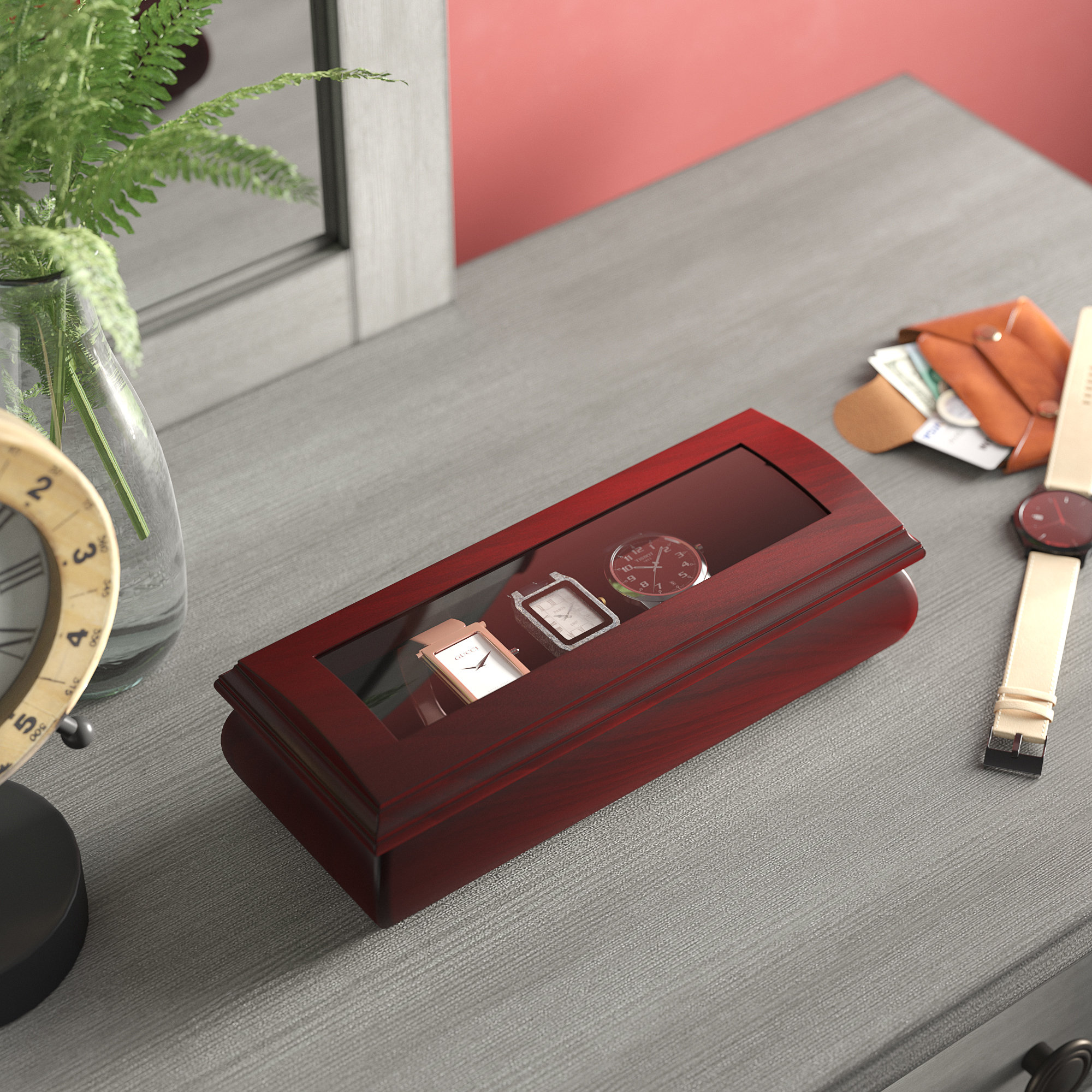 Alcott Hill® Glass Top Watch Box & Reviews | Wayfair