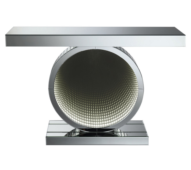 Alma Angelonia Infinity Mirror LED Entryway Console Table Silver | Wayfair