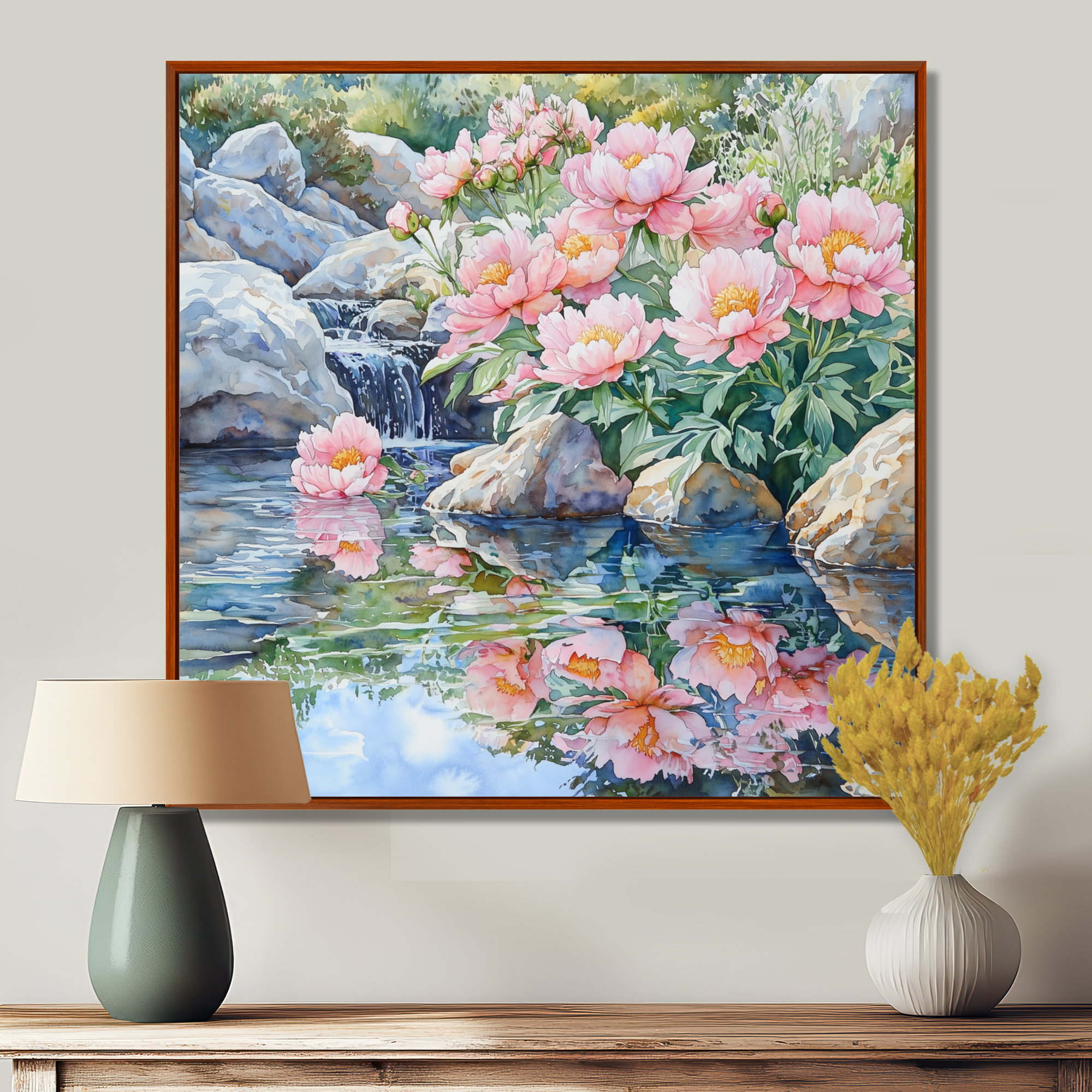Winston Porter Peonies Near The Mountain Stream II - Peonies Wall Art ...