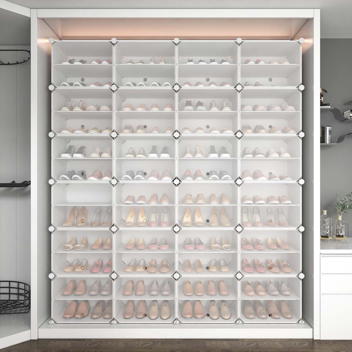 Rebrilliant Shoe Storage Cabinet, 12-Tier Shoe Organizer 96 Pairs Extra ...