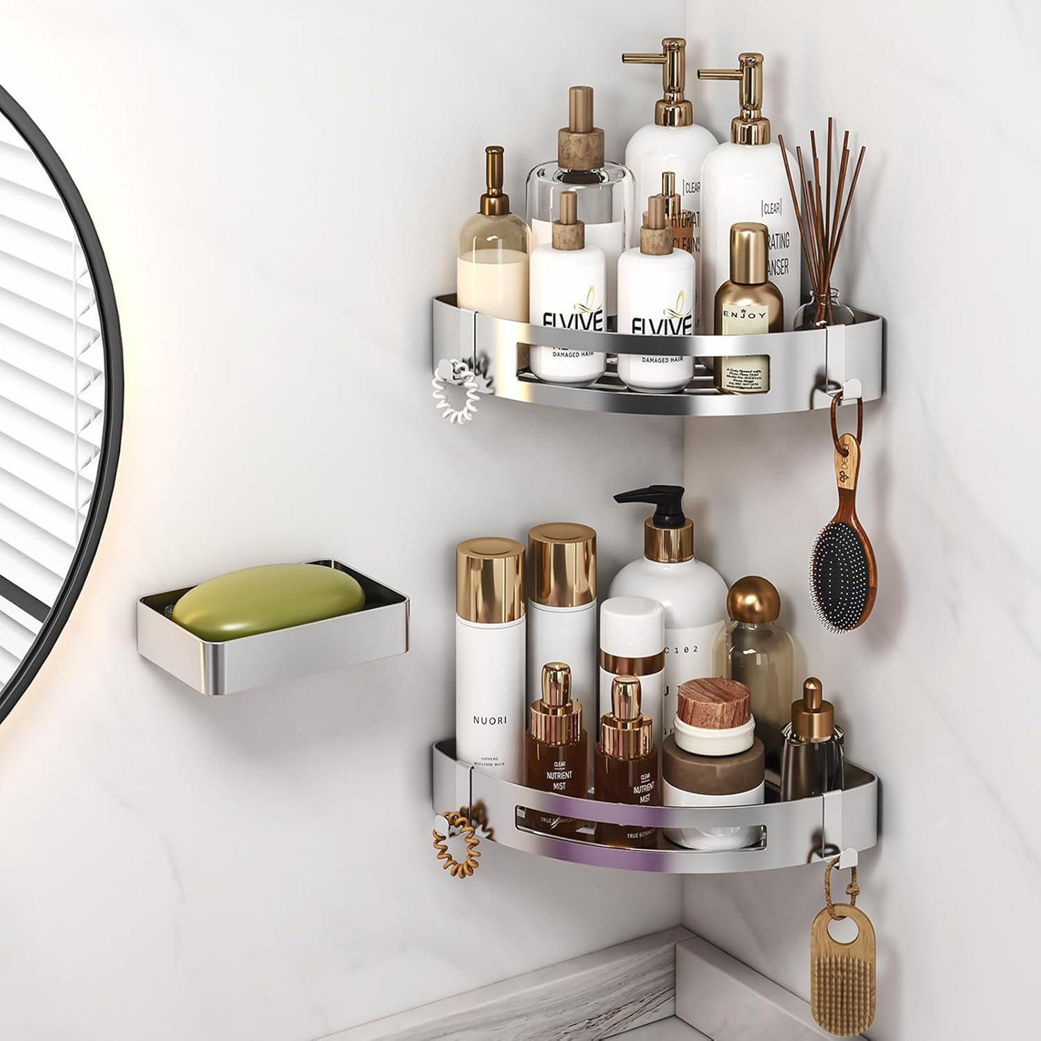 Rebrilliant Corner Shower Caddy Shelves Rustproof | Wayfair