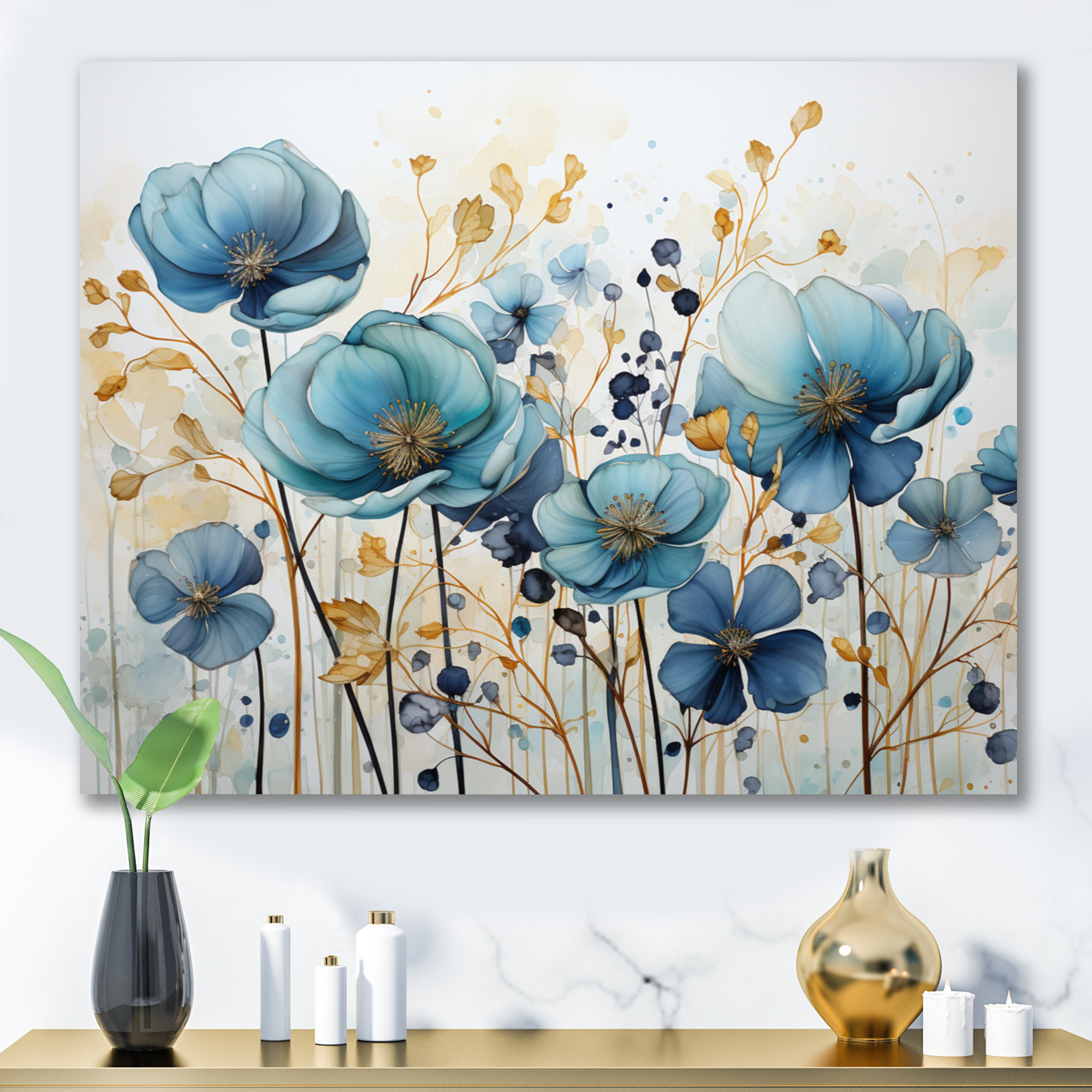 Red Barrel Studio® Bluie Botanical Rhythms - Abstract Botanicals Wall ...