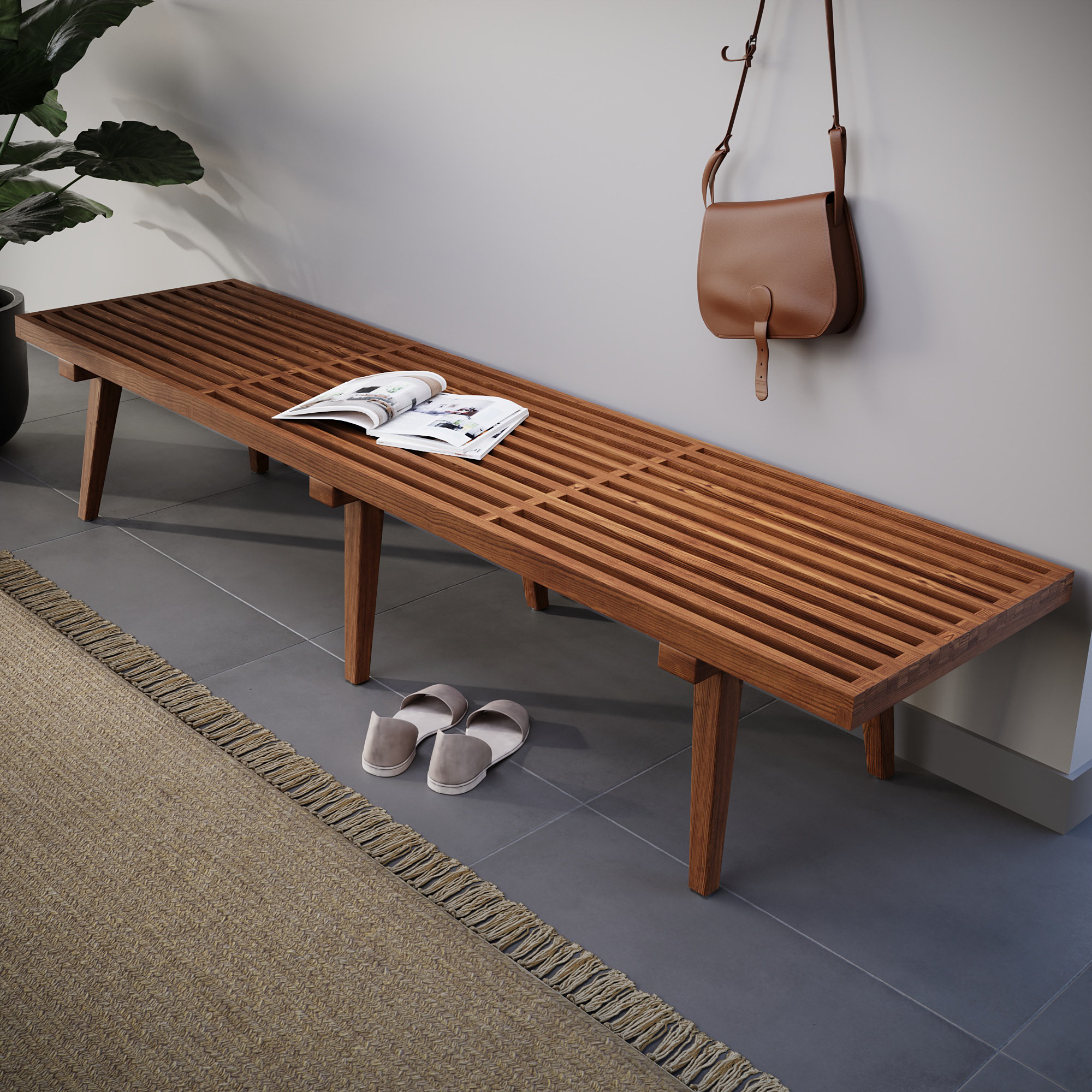 Corrigan Studio Kled Inwood 6 ft. Rectangular Wooden Platform Bench ...