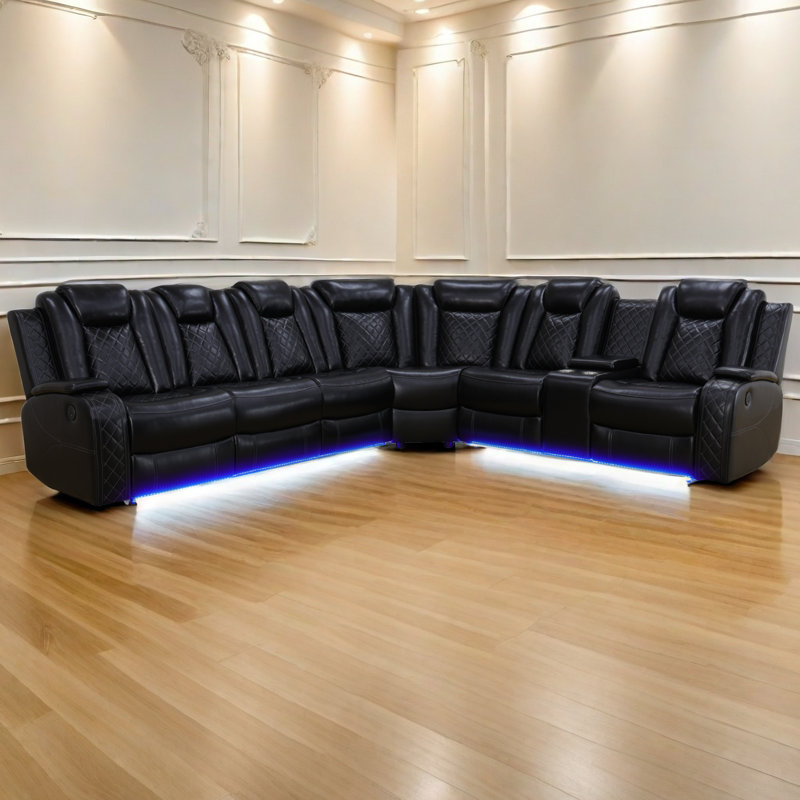 Orren Ellis Shamla 3-Pieces 210”Breathing Leather Power Reclining ...