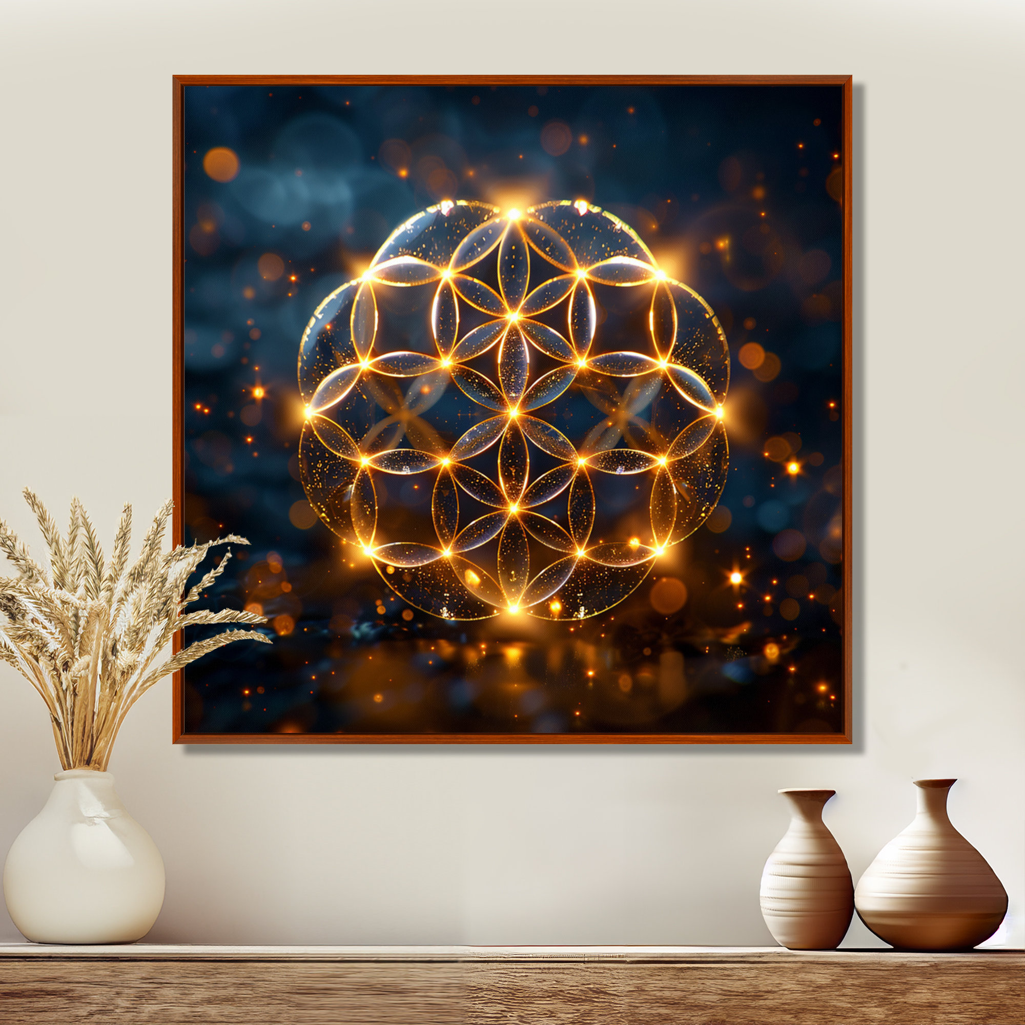 Bungalow Rose Galactic Flower Of Life Cosmic Shining Gold - Geometric ...