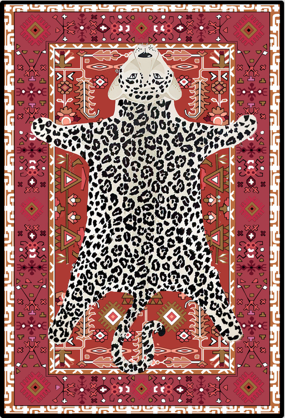 Bungalow Rose Red Vintage Look Leopard Rug | Wayfair