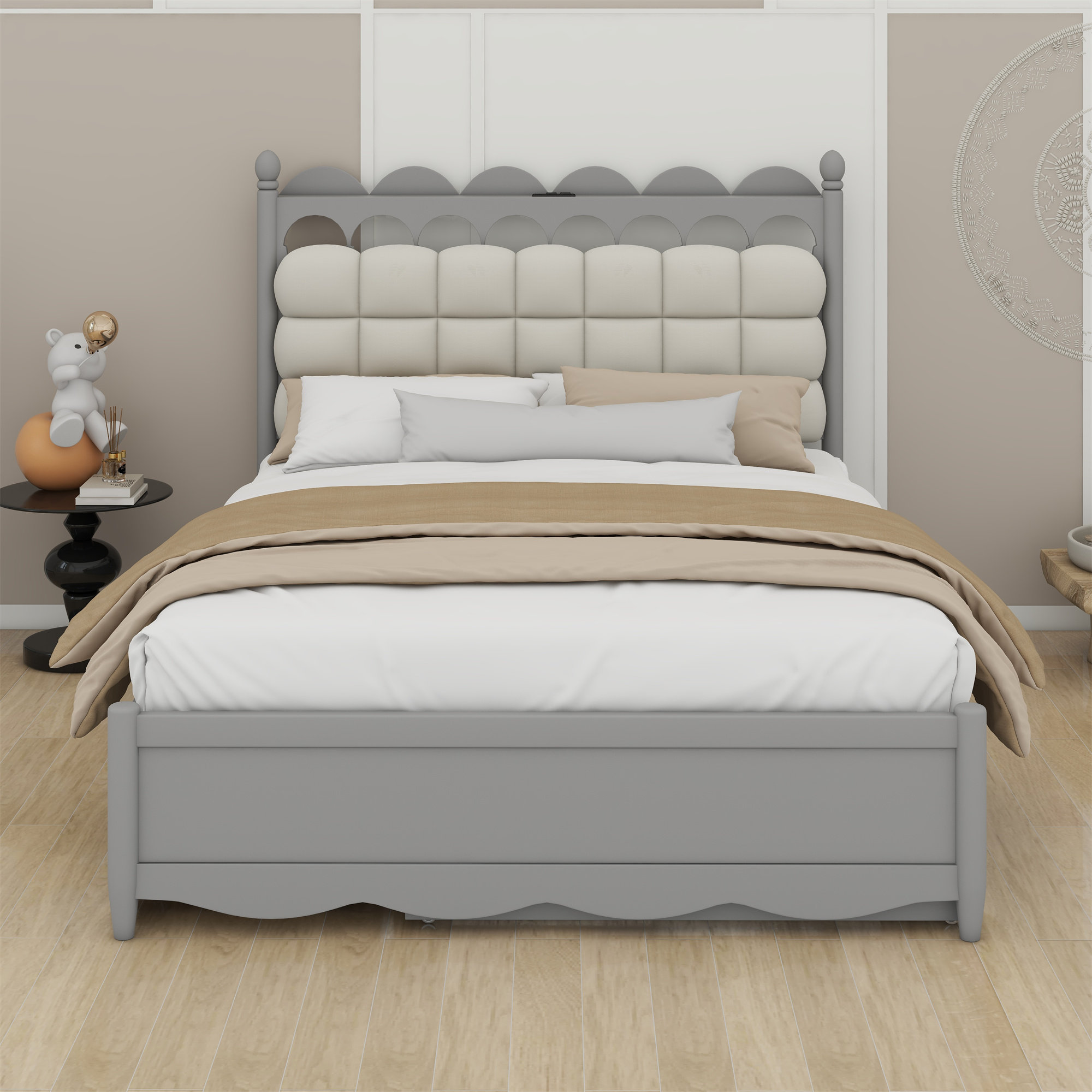 Alcott Hill® Wooden Storage Platform Bed, With 2 Big Drawers, Trundle ...