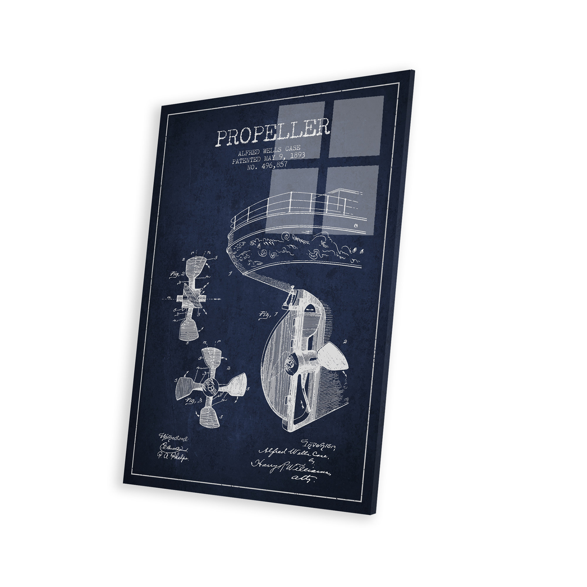 Williston Forge Propeller Navy Blue Patent Blueprint by Aged Pixel ...