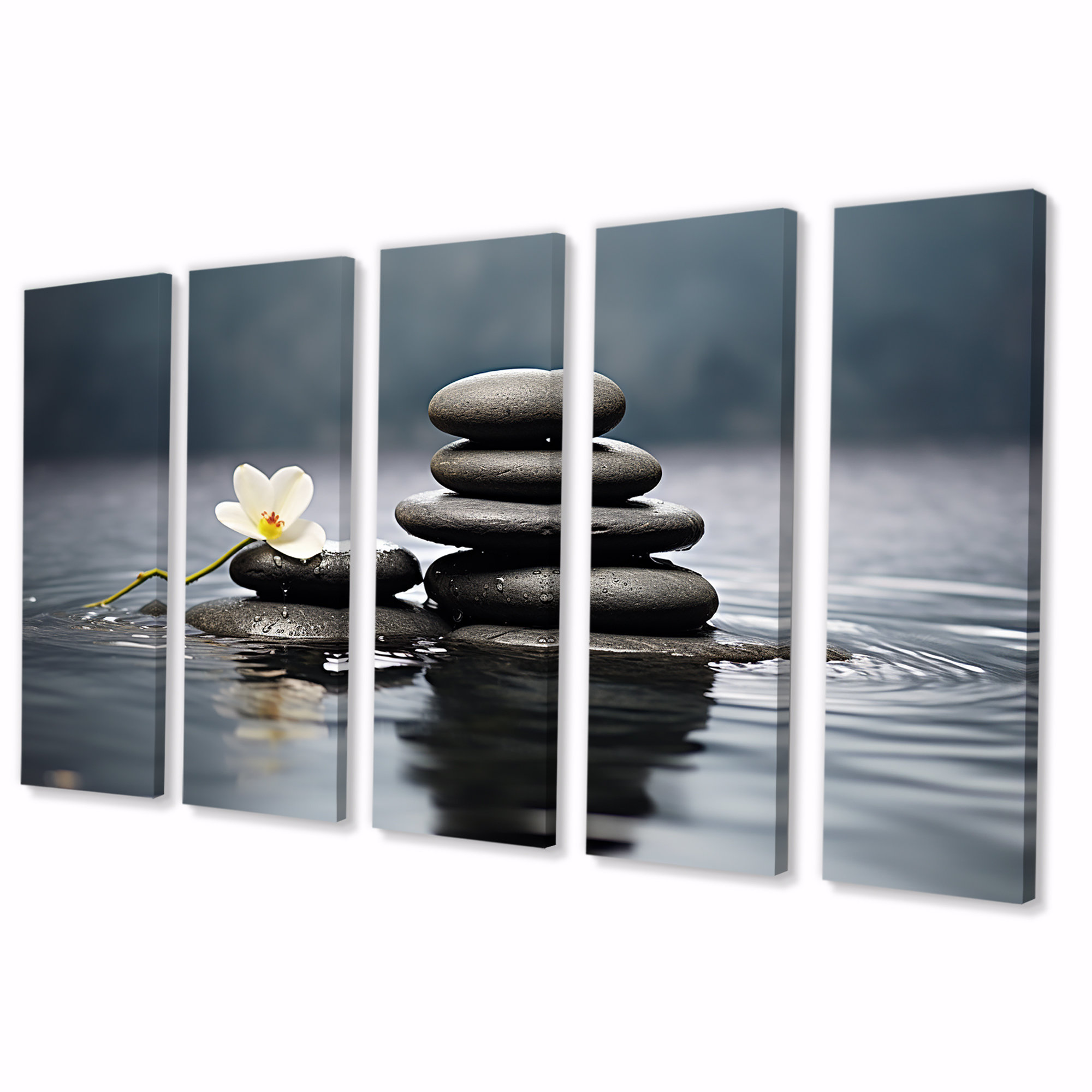 Ebern Designs Blue Zen Serenity Of Spiritual Stones In Water III ...