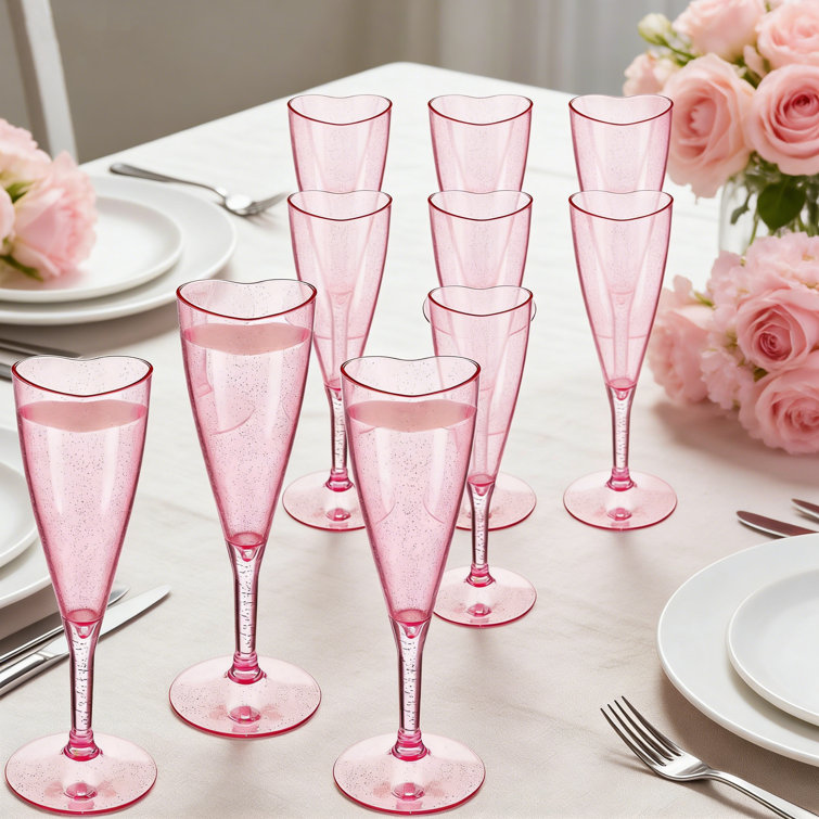 The Holiday Aisle® 24 Pcs Heart Shaped Plastic Champagne Flutes 4.4Oz ...