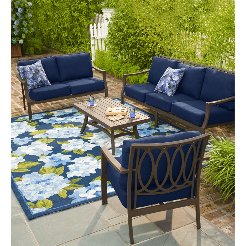 Plow & Hearth Hydrangeas Hand-Hooked Blue Area Rug & Reviews | Perigold