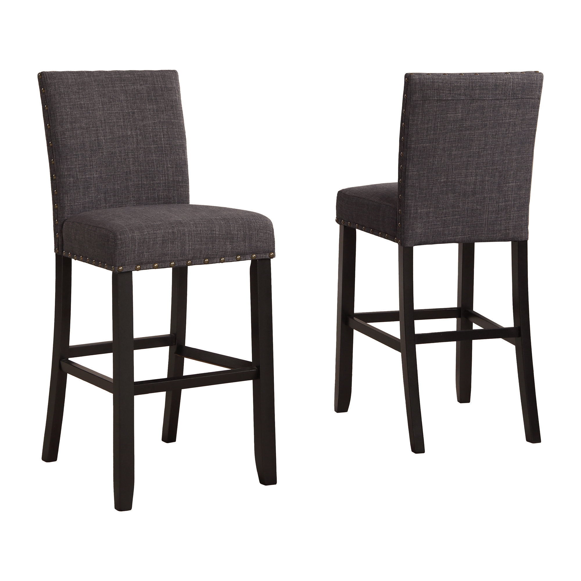 Latitude Run® Biony Fabric Bar Stools with Nailhead Trim, Set of 2, Tan | Wayfair