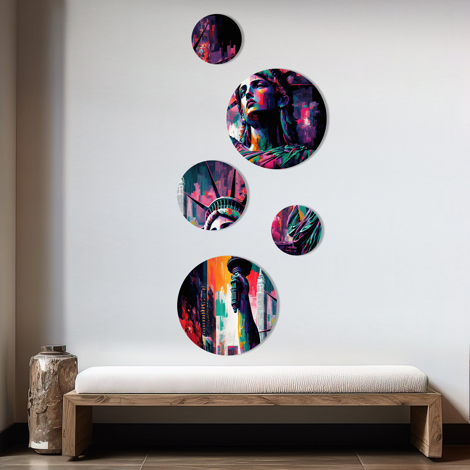 Design Art New York Lady Liberty III - City New York Metal Wall Décor ...