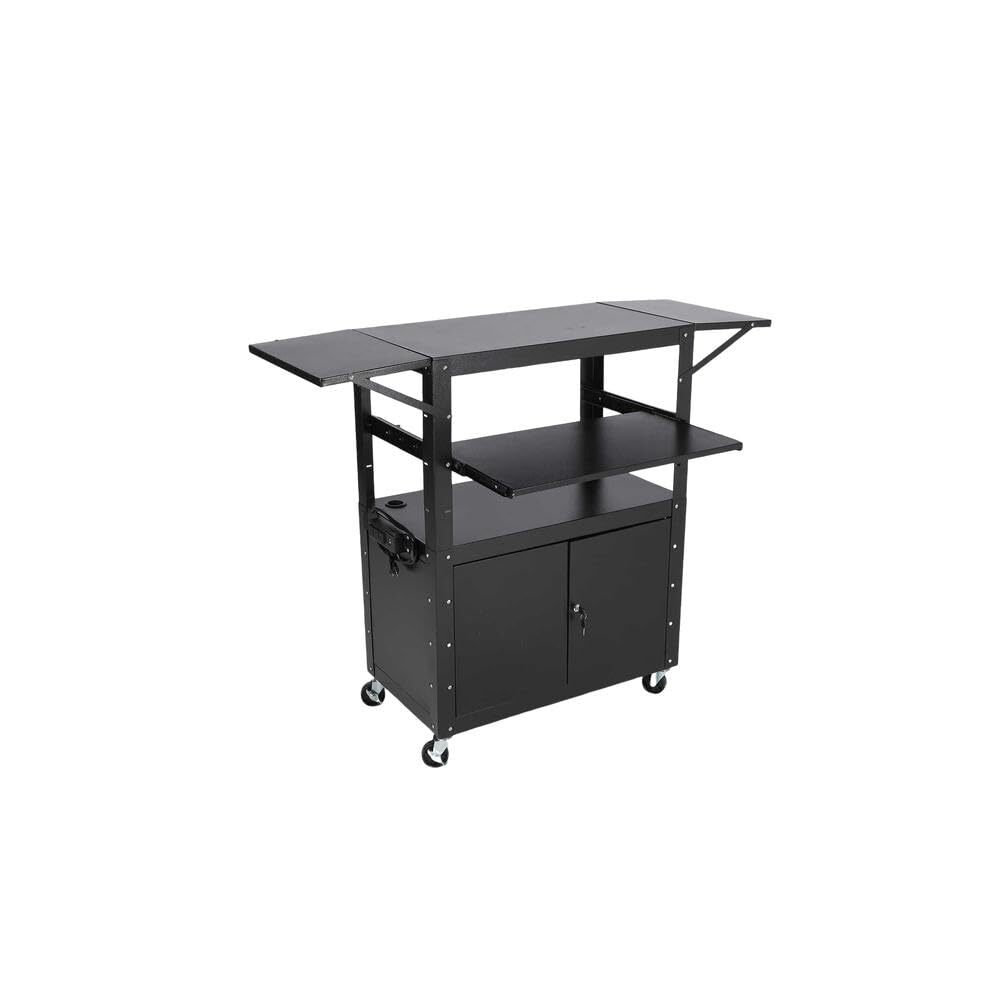 babevy Height Adjustable Rolling AV Cart With Locking Cabinet | Wayfair