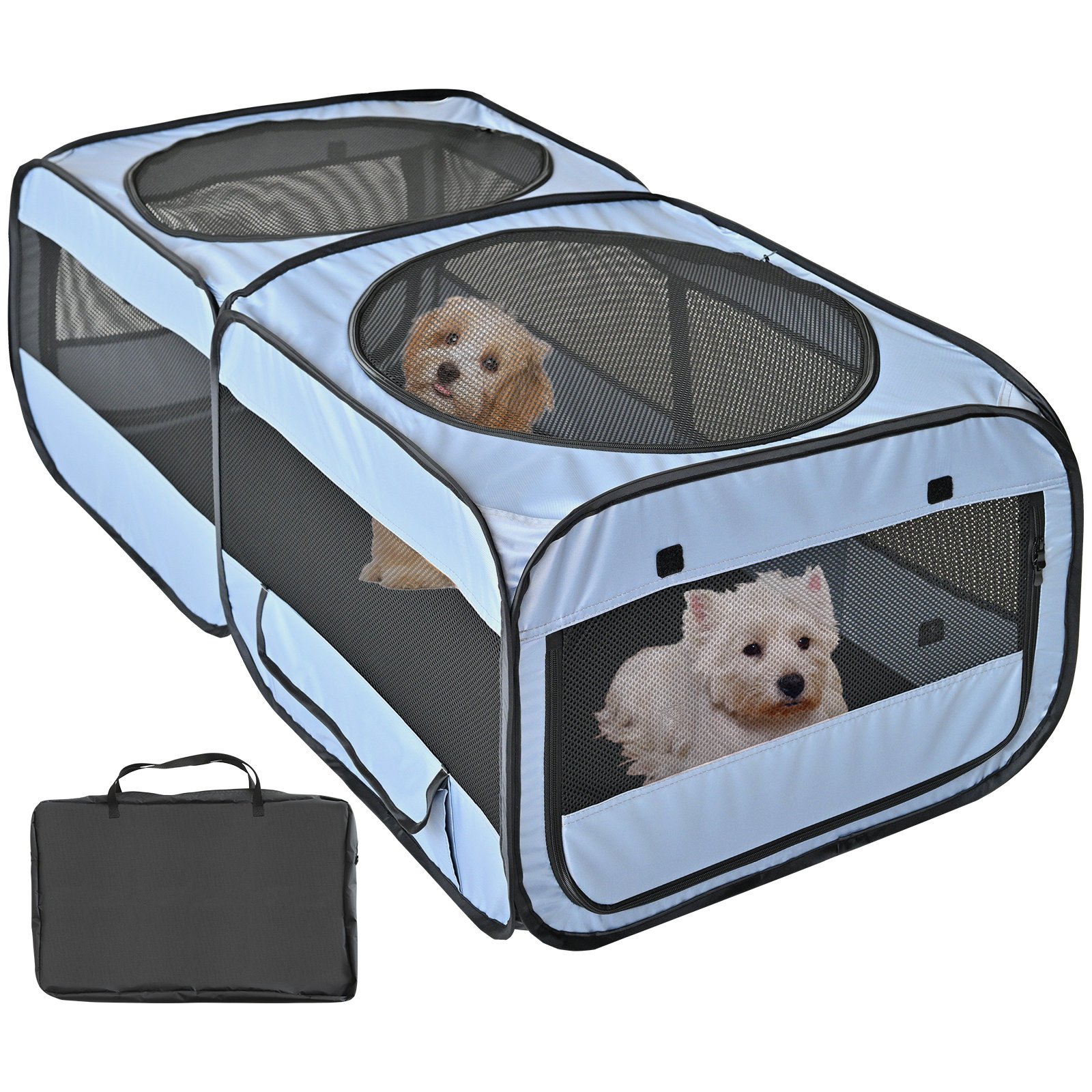 EighteenTek Dog Crate Dog Kennel,Twin Pop Up Pet Playpen Portable Pet ...