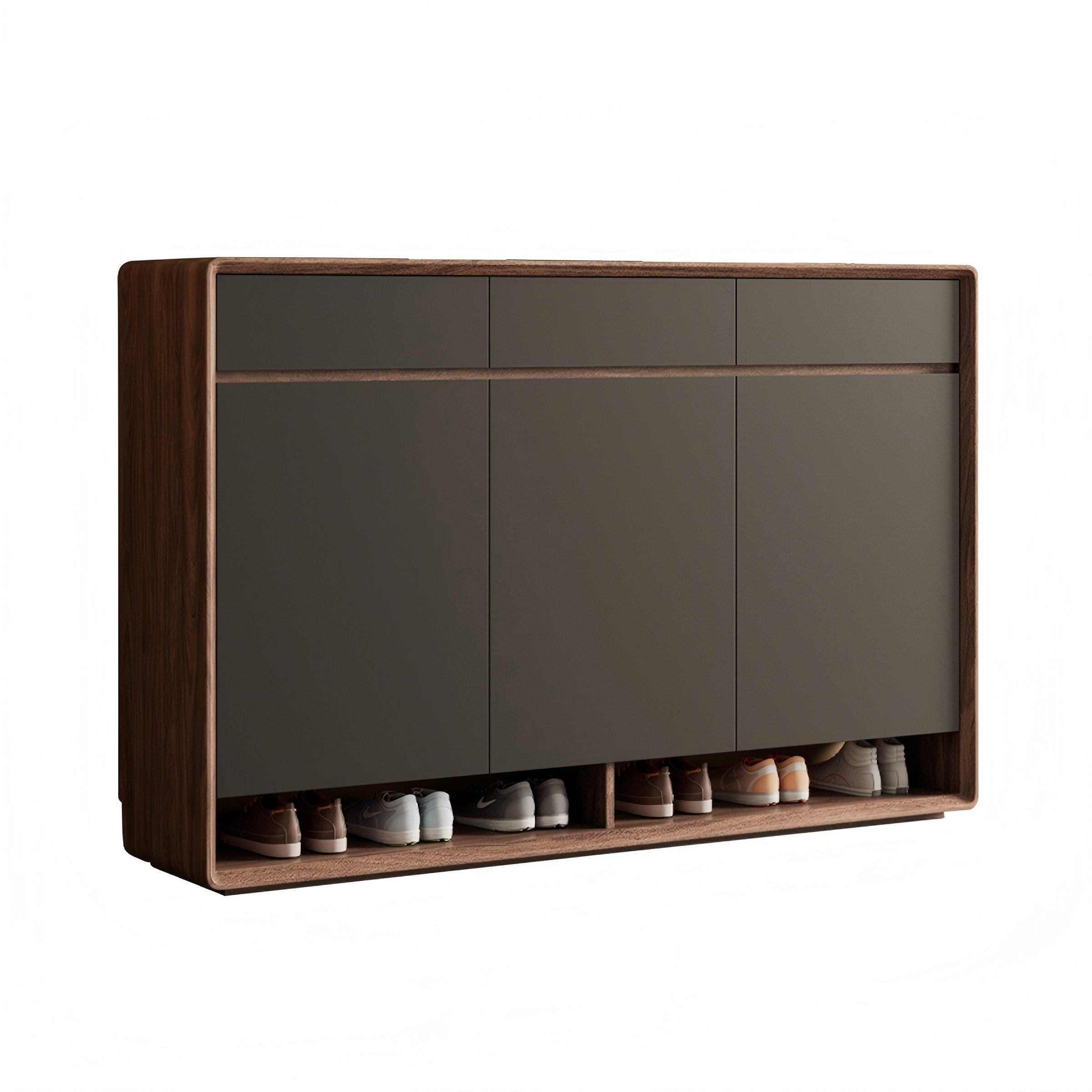 Coxambrey 59.06" Brown and Black Solid wood Maple Shoe Storage | Wayfair