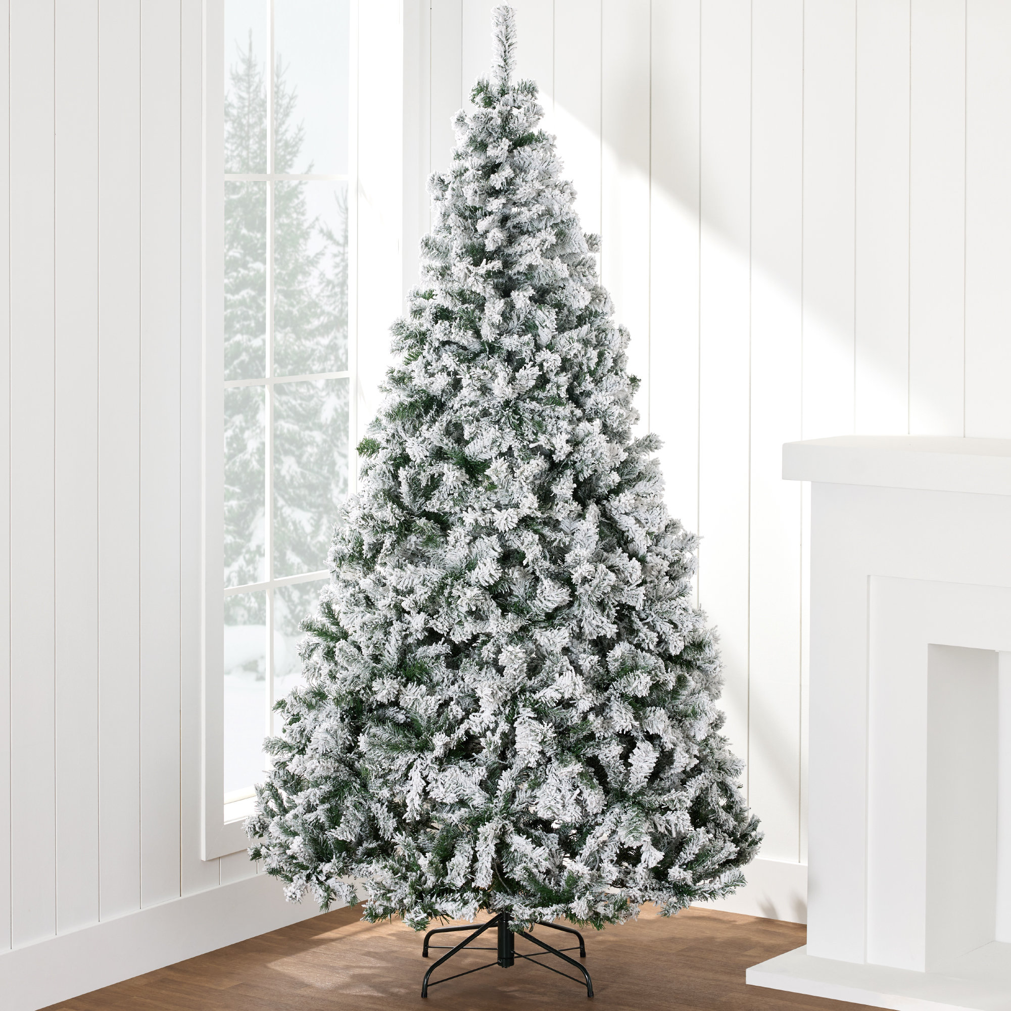 The Holiday Aisle® Snow Flocked Christmas Tree, Premium Holiday Pine ...