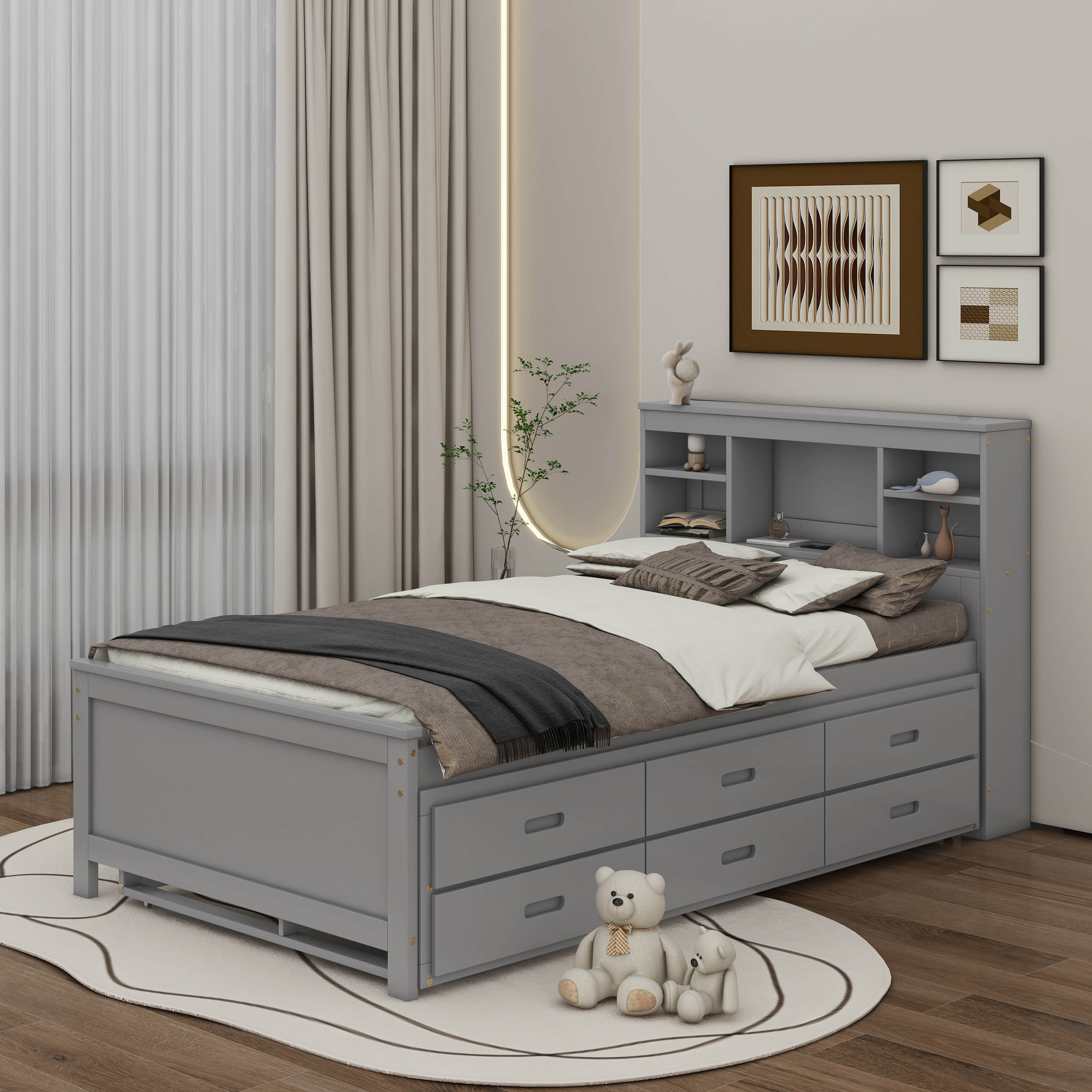 Red Barrel Studio® Platform Bed With Storage Headboard, USB, Twin Size ...