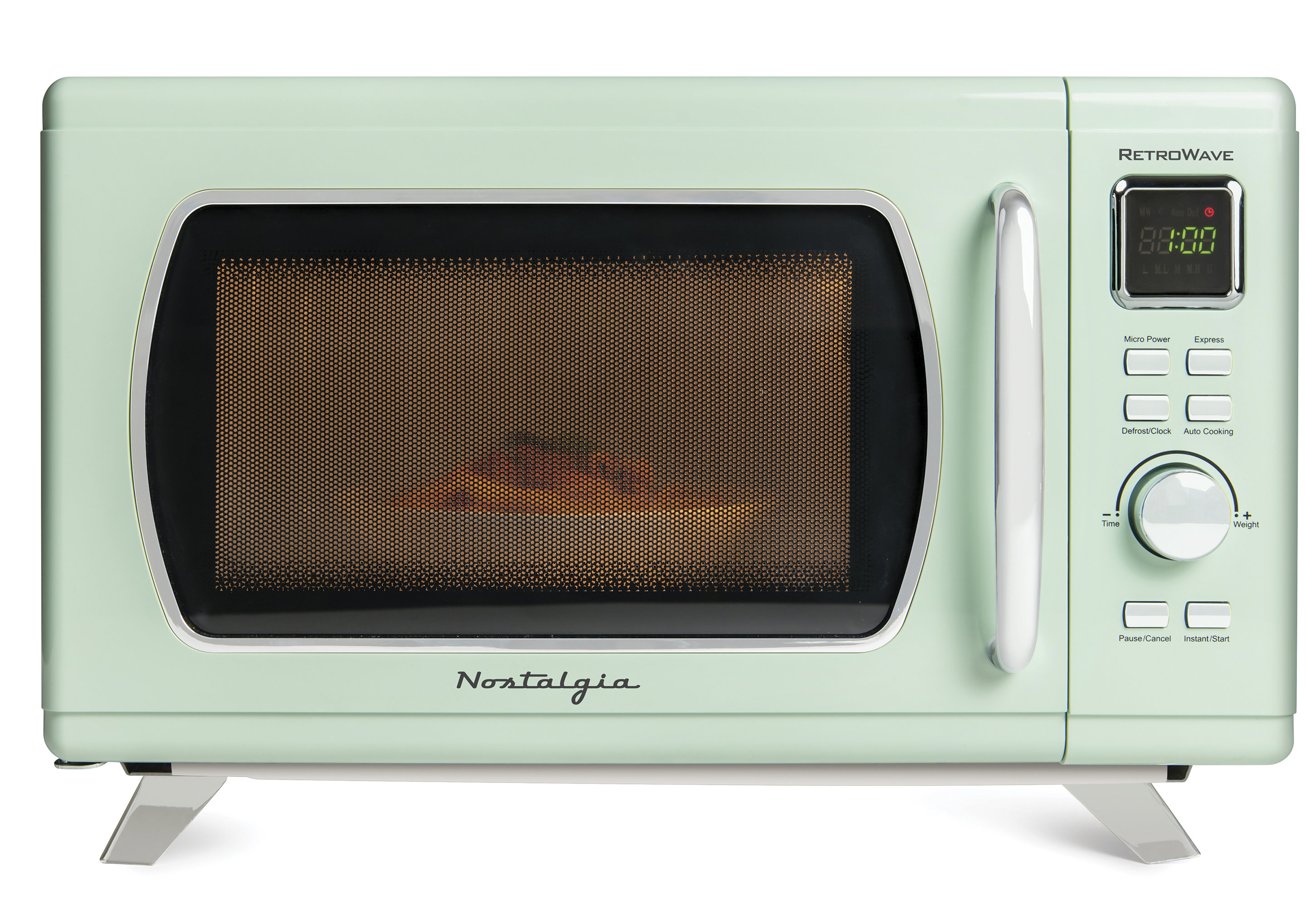 Nostalgia Mid-Century Retro 0.9 Cu. Ft. 900-Watt Countertop Microwave ...