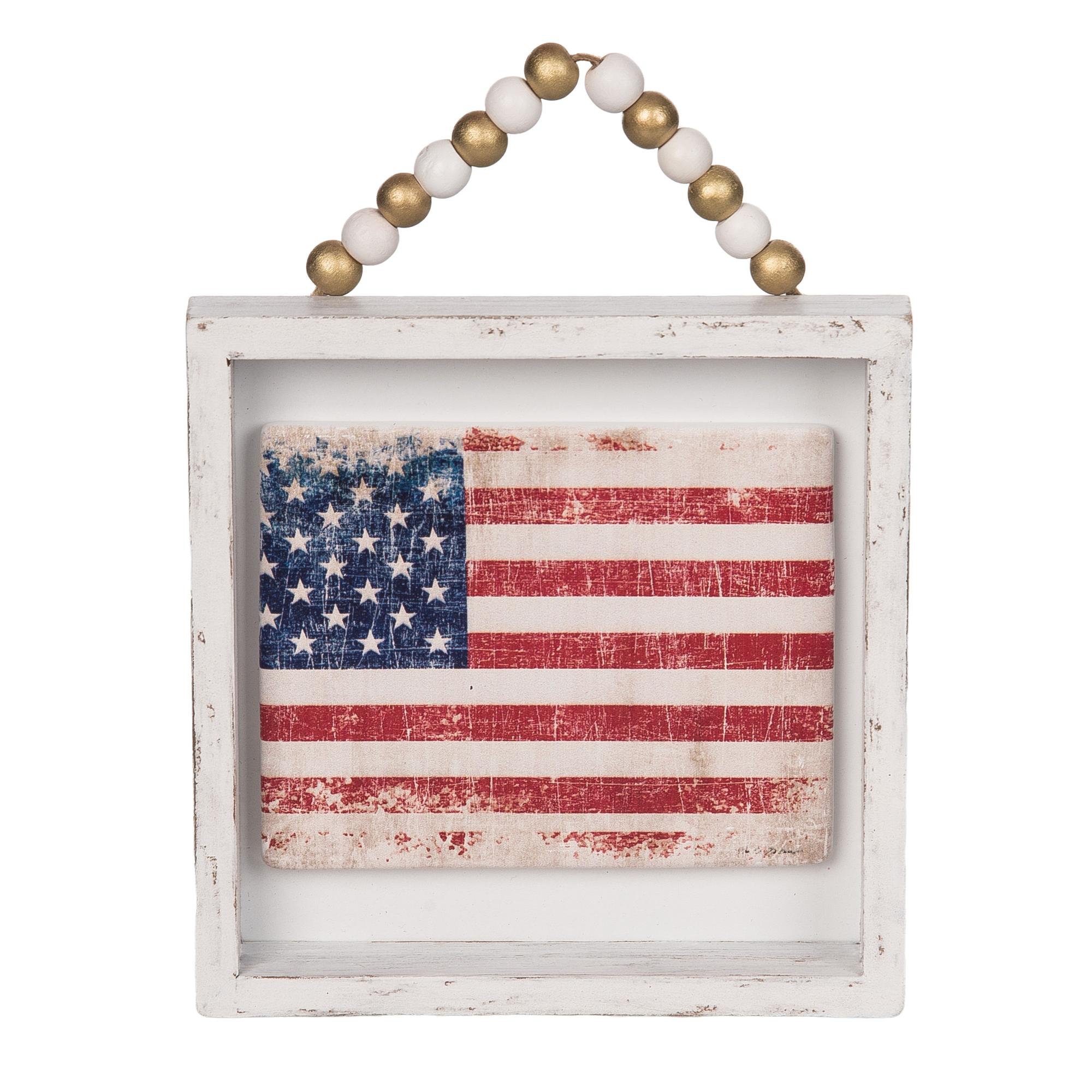 Gracie Oaks Wood Ceramic Framed Flag Bead Hanger Home Decorations ...